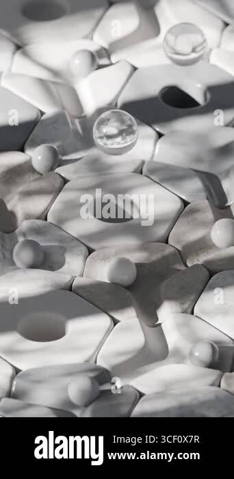 3D hexagon platforms with spheres in loop animation Stock Video Footage ...