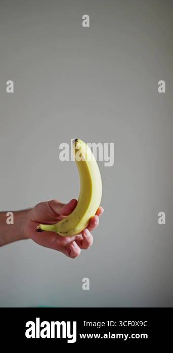Slow Motion. Banana Fruit Spinning and Rotating Isolated on White ...