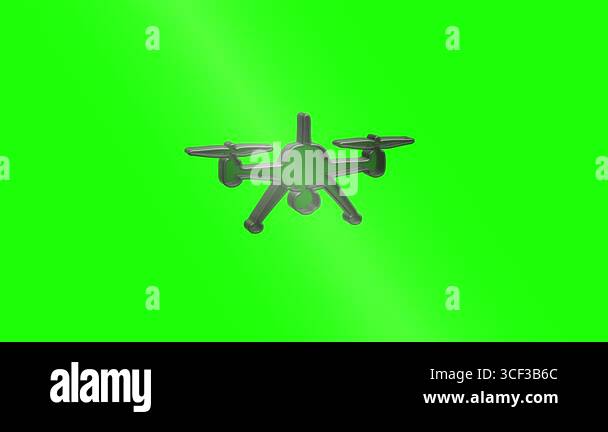 Metallic drone rotating, transforming on green screen with seamless ...