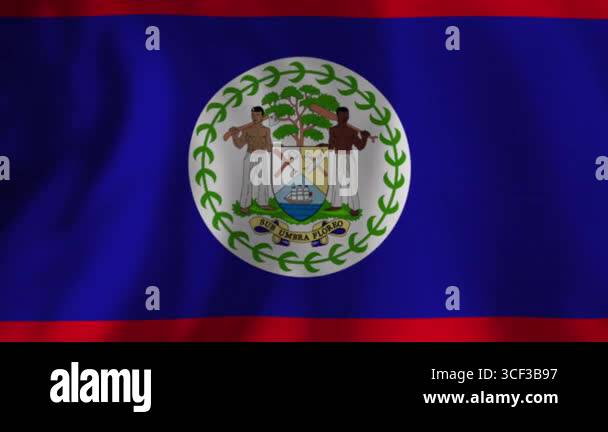 Belizean national flag gracefully waving, highlighting national pride ...