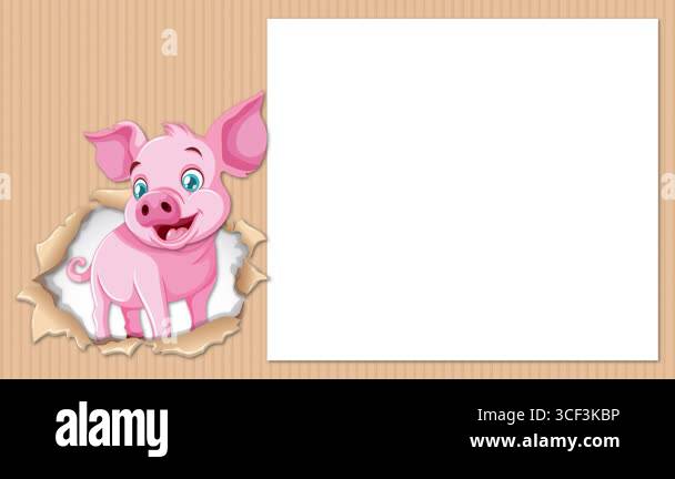 Animated pig emerges from torn paper Stock Video Footage - Alamy