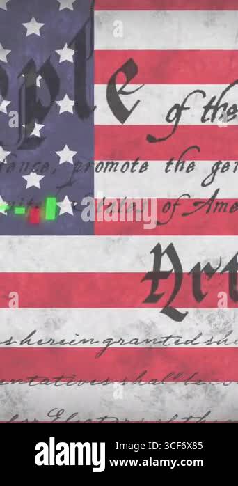 Animation of data processing over flag of america. global business ...