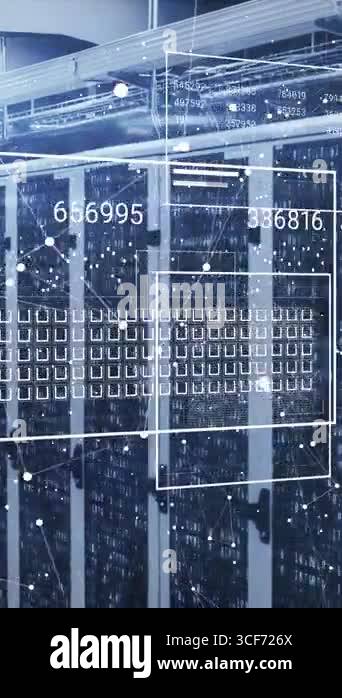 Animation of graphs, loading bars, squares, connected dots over binary ...