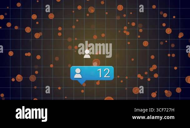 Blue callout bubble appearing on dark grid, user icon fading with count ...