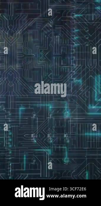 Animation of computing board over network of connections. Technology ...