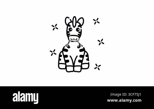 line art Cute zebra animation a black and white cartoon zebra struts ...