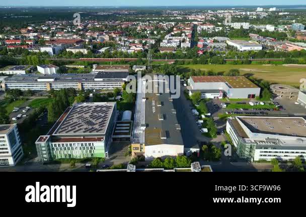 Aerial view of Studio Berlin Adlershof, a major film studio complex ...