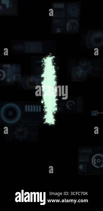 Animation of digital cloud with cogs and data processing on black ...