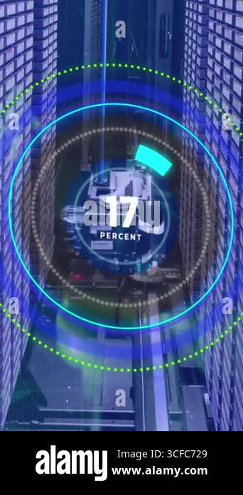 Animation of processing circle with increasing numbers over servers ...