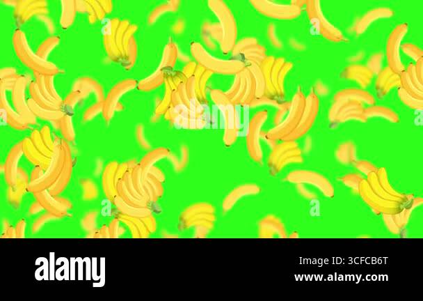 Bananas raining down on a vibrant green backdrop Stock Video Footage ...