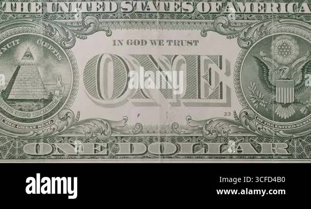 American one dollar paper banknote back side zoom in close up macro ...