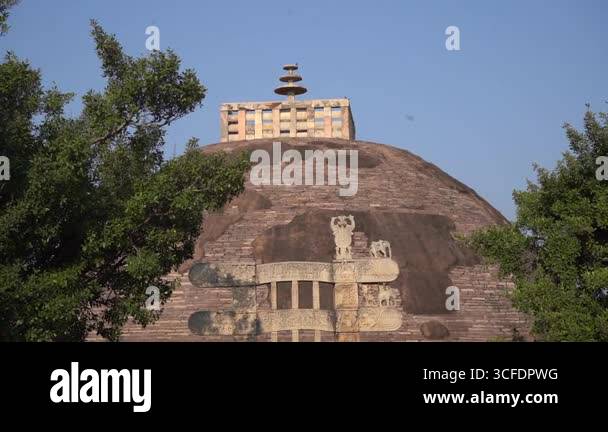 Sanchi Stupa, The main stupa a 2200 year old Buddhist monument built by ...
