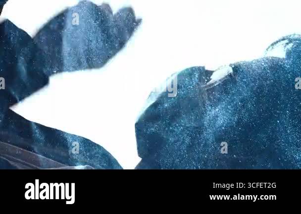 Vertical video. Dust pollution. Air contamination. Blue particles ...