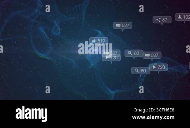 After beam flash notification bubbles emerging, clustering around blue ...