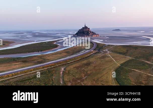 Experience breathtaking aerial views of Abbaye du Mont-Saint-Michel as ...
