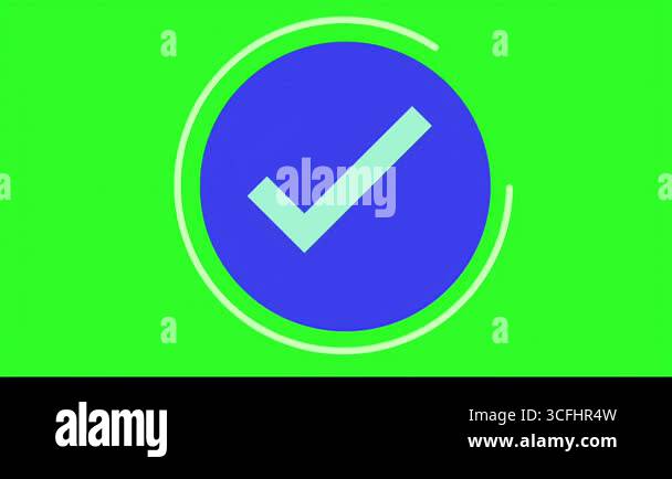 A looped animation of a light blue check mark appearing inside a dark ...
