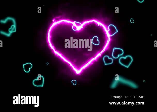A vibrant, glowing heart design with smaller hearts floating around ...