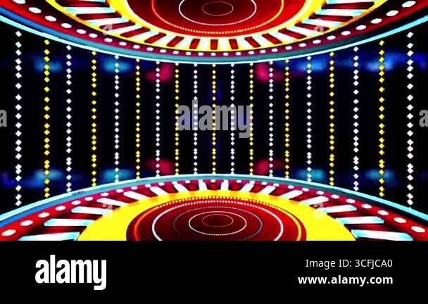 A vibrant, abstract digital backdrop featuring concentric circles and ...