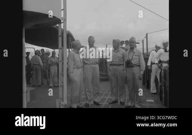 PALAU - 1944 - General Julian Smith and Admirals George Fort, Theodore ...