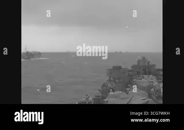 OKINAWA - 1945 - A convoy of LST ships underway during the Battle of ...