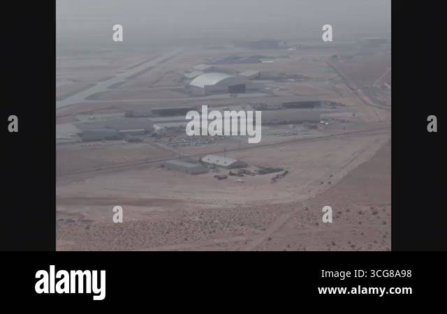 CALIFORNIA - 1967 - Aerial view of the desert surrounding Edwards Air ...