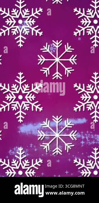 Animation of snow falling over firework on purple background. christmas ...