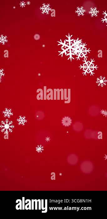 Animation of christmas snow falling on red background. Christmas ...