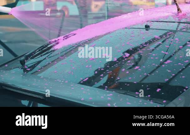 Experience an absolutely dazzling car wash with vibrant pink foam ...