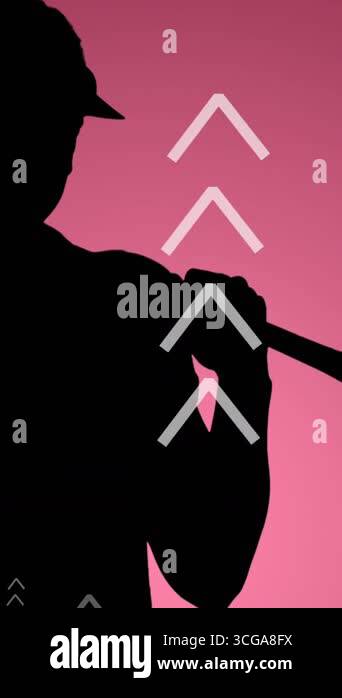 Animation of arrows over golf player on pink background. Sport and ...