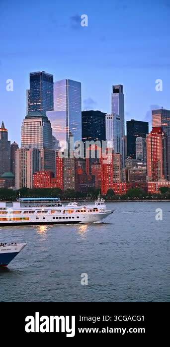 New York, USA, 8 July 2025: Sunset over NYC skyline. A stunning view of ...