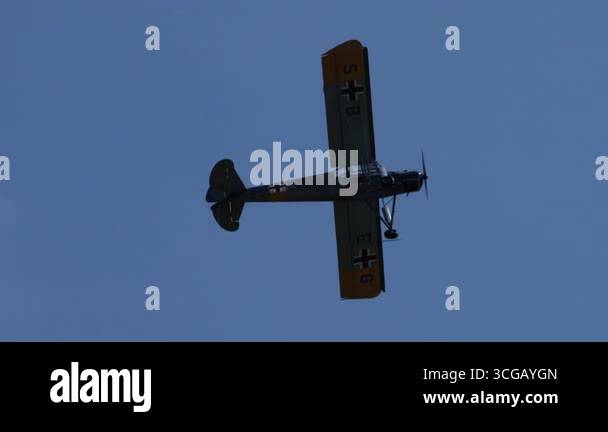 JUNE 29, 2025: Padua, Italy: A majestic slow motion shot of a Fieseler ...