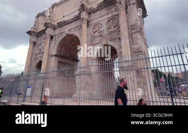 Rome, JULY 31st, 2025 Arch of Constantine close-up with carved reliefs ...