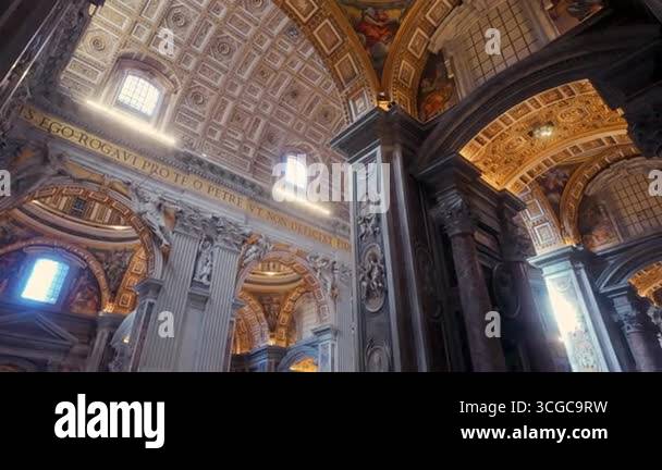 Vatican City, JULY 30th, 2025 Ornate interior of St. Peters Basilica ...
