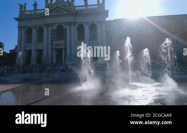 Rome, ITALY, JULY 30th, 2025 - Fountain in front of Basilica of St ...
