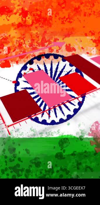 Composition of covid 19 cells and statistics over indian flag. global ...