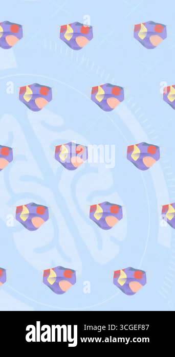 Animation of colorful face mask icons over blue background. global ...