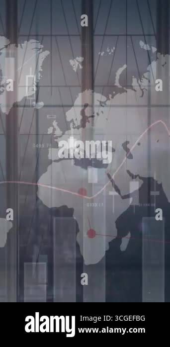 Statistical data processing and world map over time-lapse of people ...