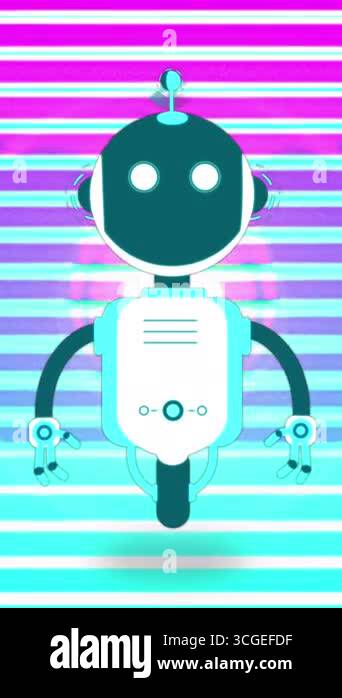 Animation of ai chat bot over colourful striped background. Global ...