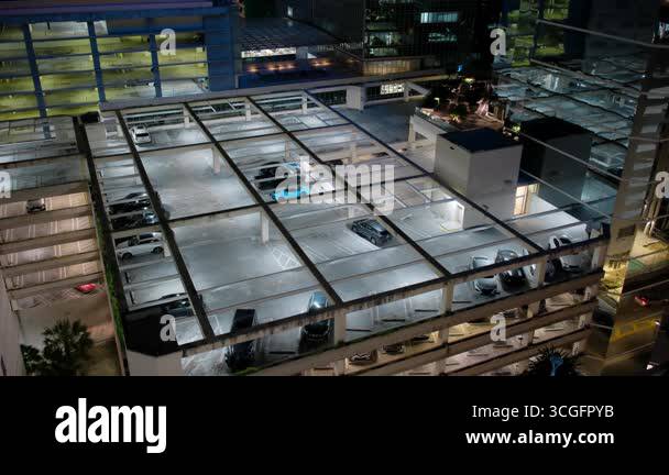 Miami infrastructure in downtown with Illuminated multilevel parking ...