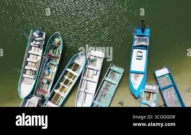 Aerial view looking straight down and camera showing small wooden ...
