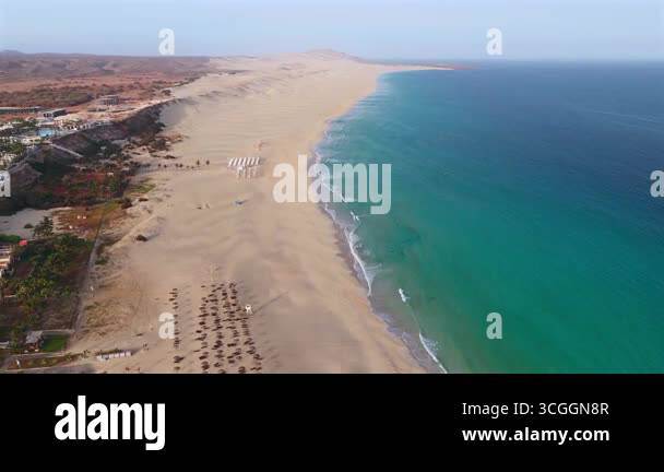 Aerial view of Chaves beach (Praia de Chaves) parasol,sandy beach and ...