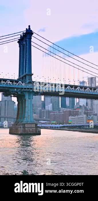The Manhattan Bridge over the East River. View on the famous New York ...