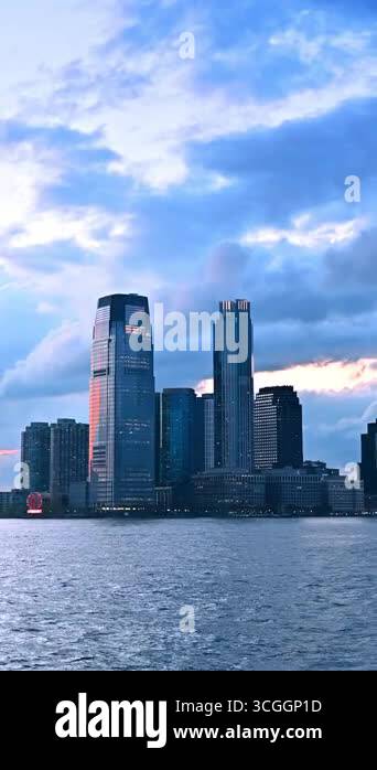 Massive high-rise buildings in the skyline of New York. Buildings view ...
