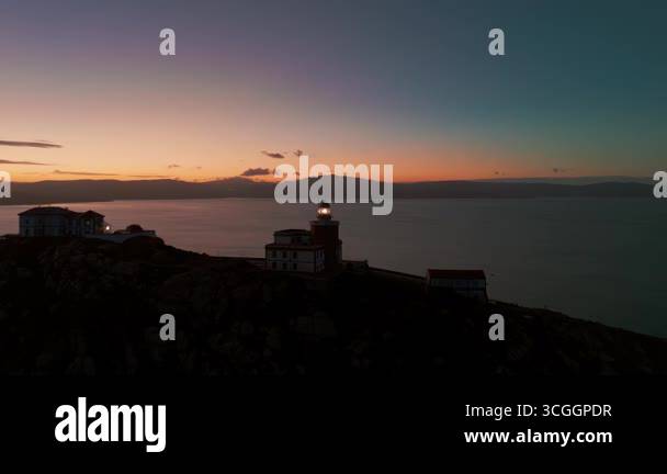 Aerial view of the Faro de Fisterra lighthouse on Cape Finisterre at ...