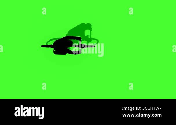 Silhouette footage from top view of a person riding a bicycle with ...