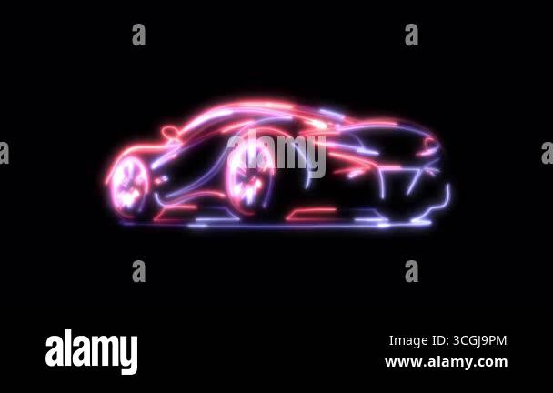 Looping abstract neon glow concept car logo animation Stock Video ...
