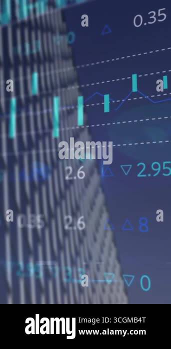 Animation of financial data processing over graph. Global business and ...