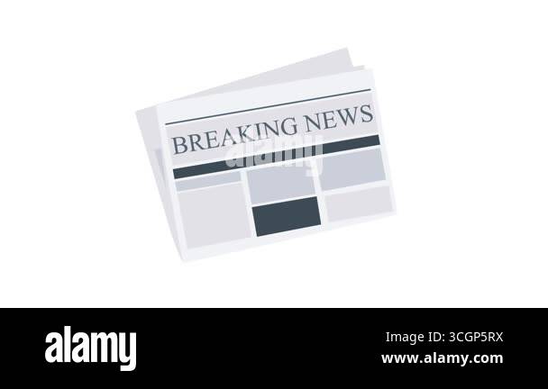 Newspaper with breaking news headline isolated on white and green ...
