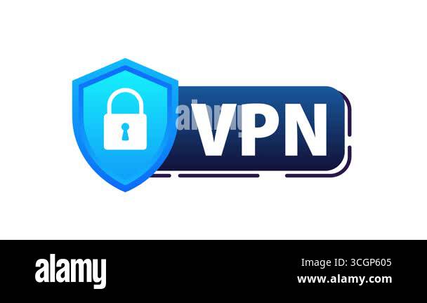 VPN shield icon with lock animation on white and green screen ...
