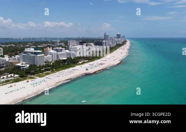 Miami Beach aerial drone view with skyline. Miami from above. South ...